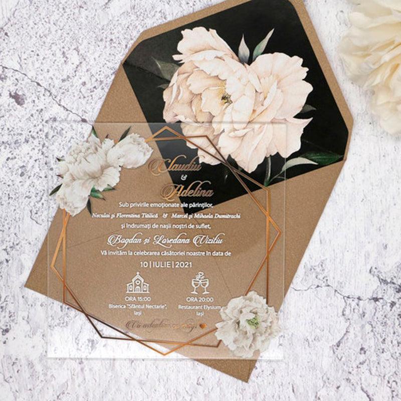 Acrylic Wedding Square Kraft Invitations with UV printing A009 ...