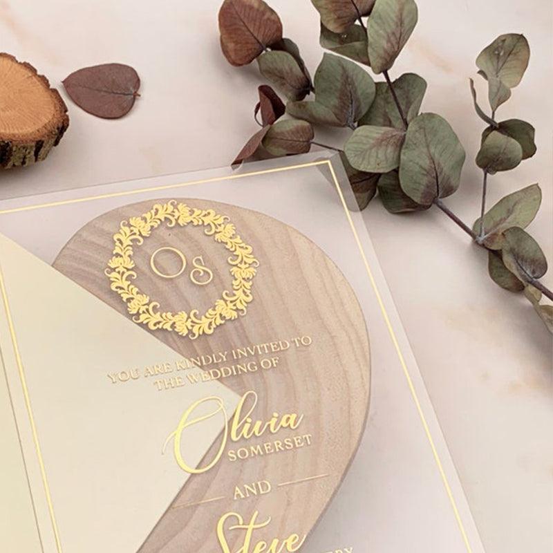 Charming Clear Acrylic Wedding Invitation with Gold Foil A001 ...