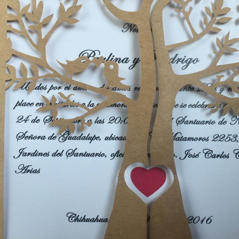 Eye-catching Tree Laser Cut Wedding Invitations with Romantic Heart an ...